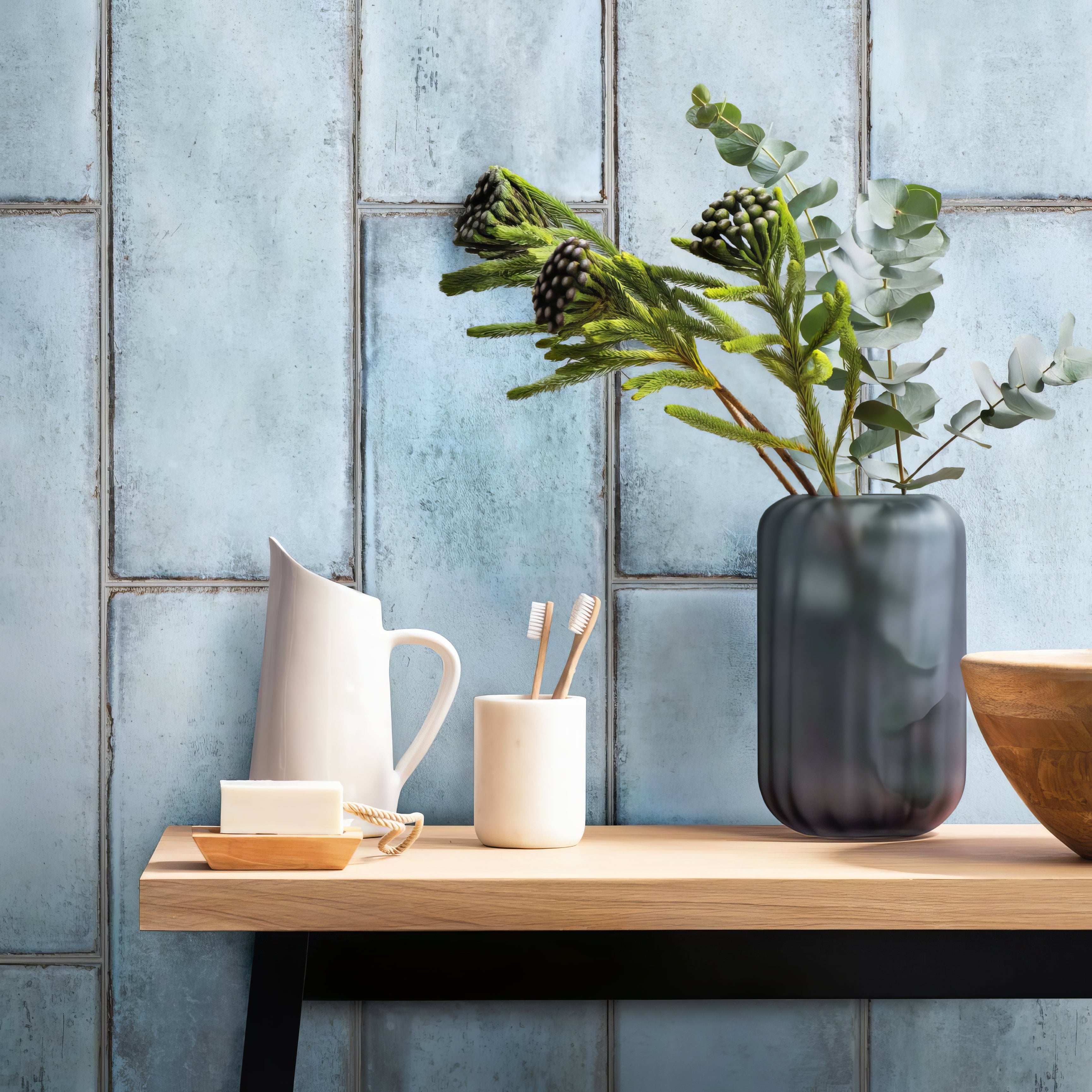 60x20cm Montblanc Denim Ceramic Wall Tiles - Gloss Finish – Hyperion Tiles