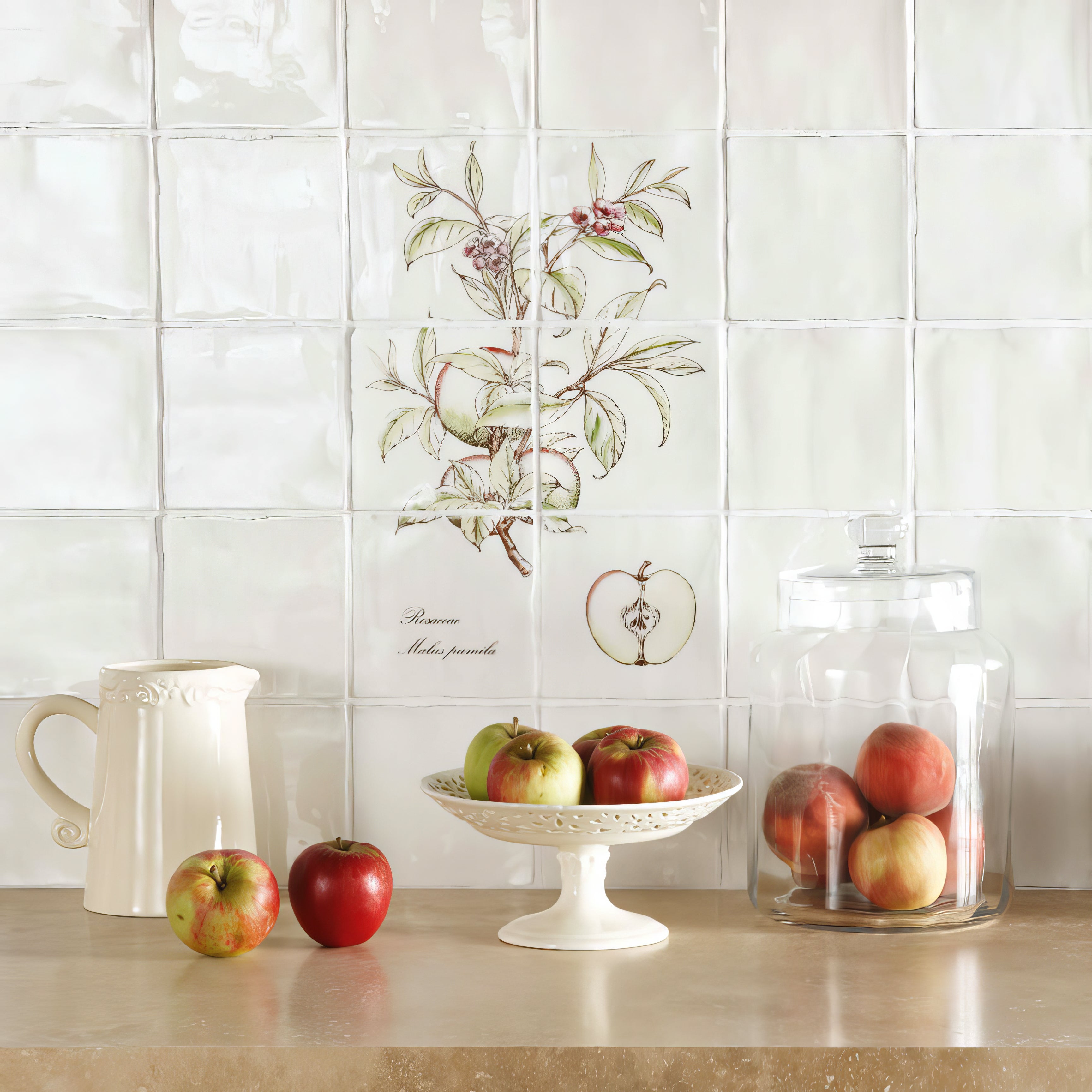 Apple 6 tile panel on Cotton - Hyperion Tiles