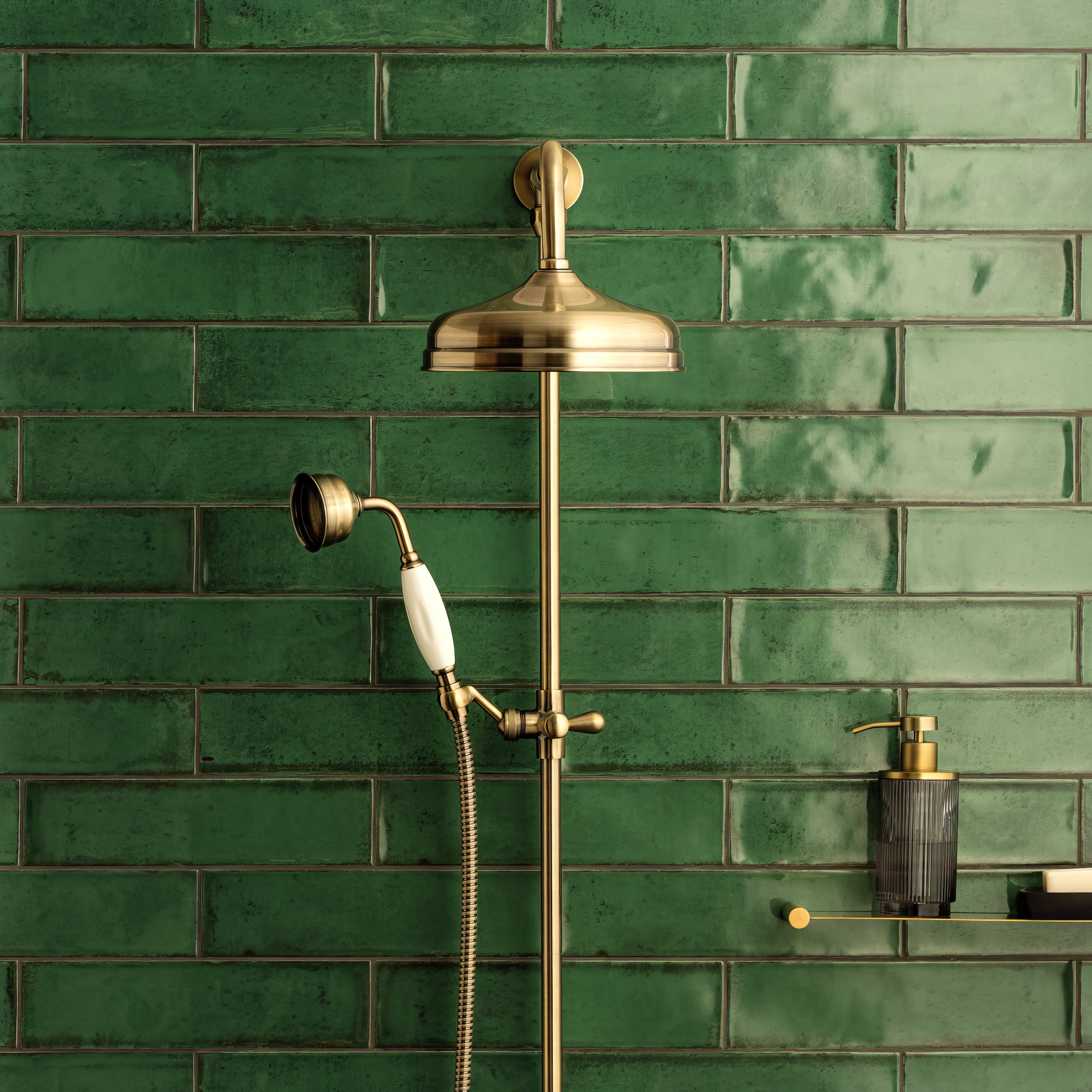 Montblanc Brick Emerald Tiles - Green Gloss Finish – Hyperion Tiles