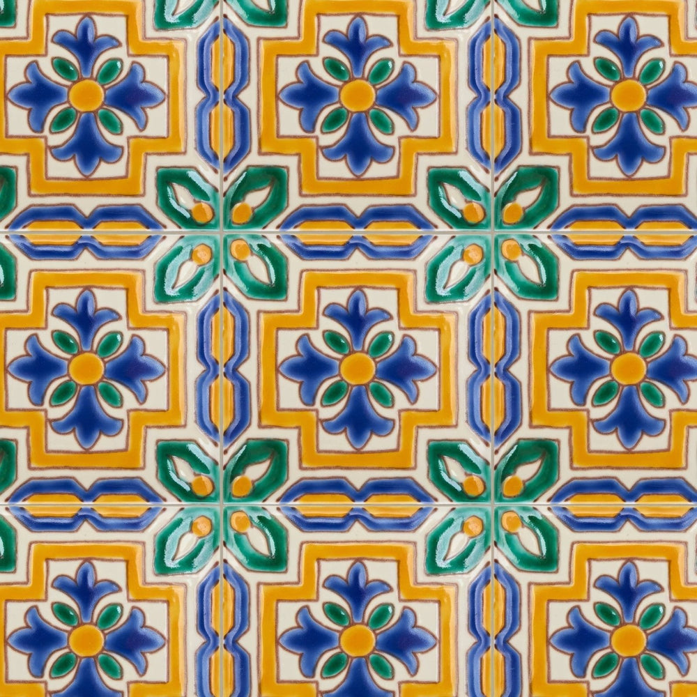 Fired Earth Acapulco Alva Hand-Painted Wall Tile 10x10cm