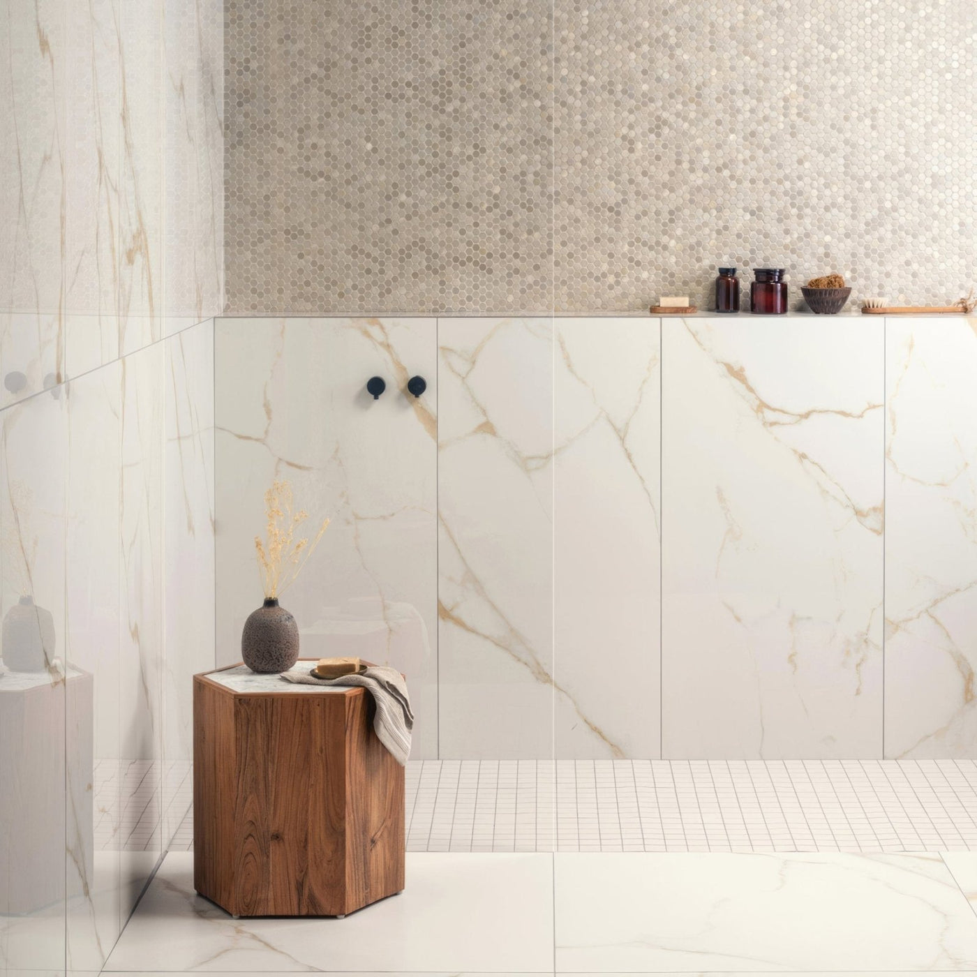 Bianco Oro Polished Porcelain 60 x 120cm from Hyperion Tiles