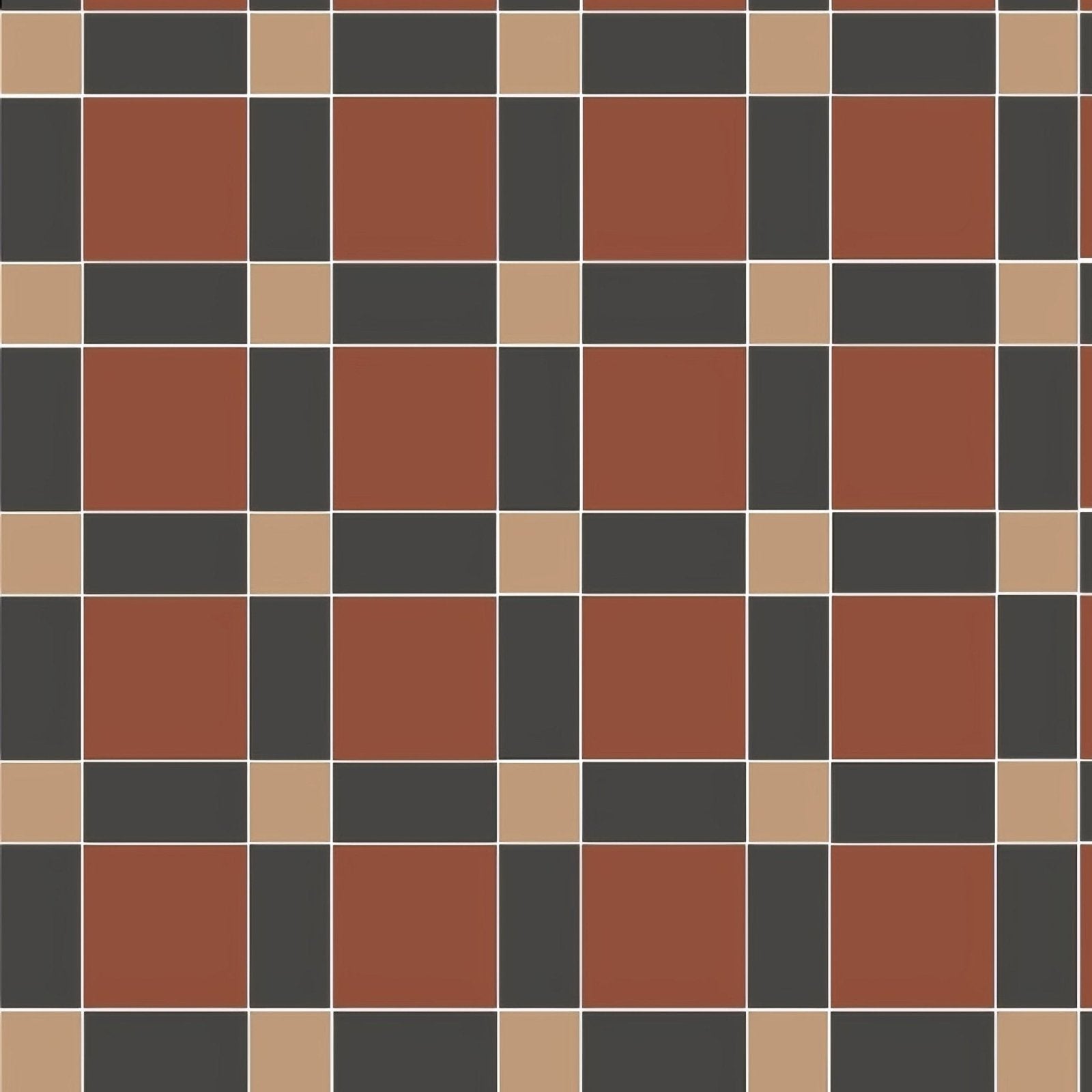 Edinburgh Buff Red Black Lattice Pattern Floor Tiles