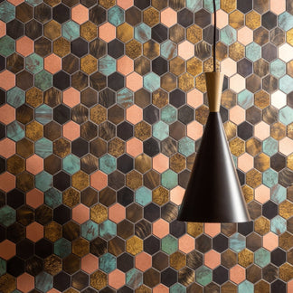 Flidor Mixed Colour Copper Mosaic from Hyperion Tiles