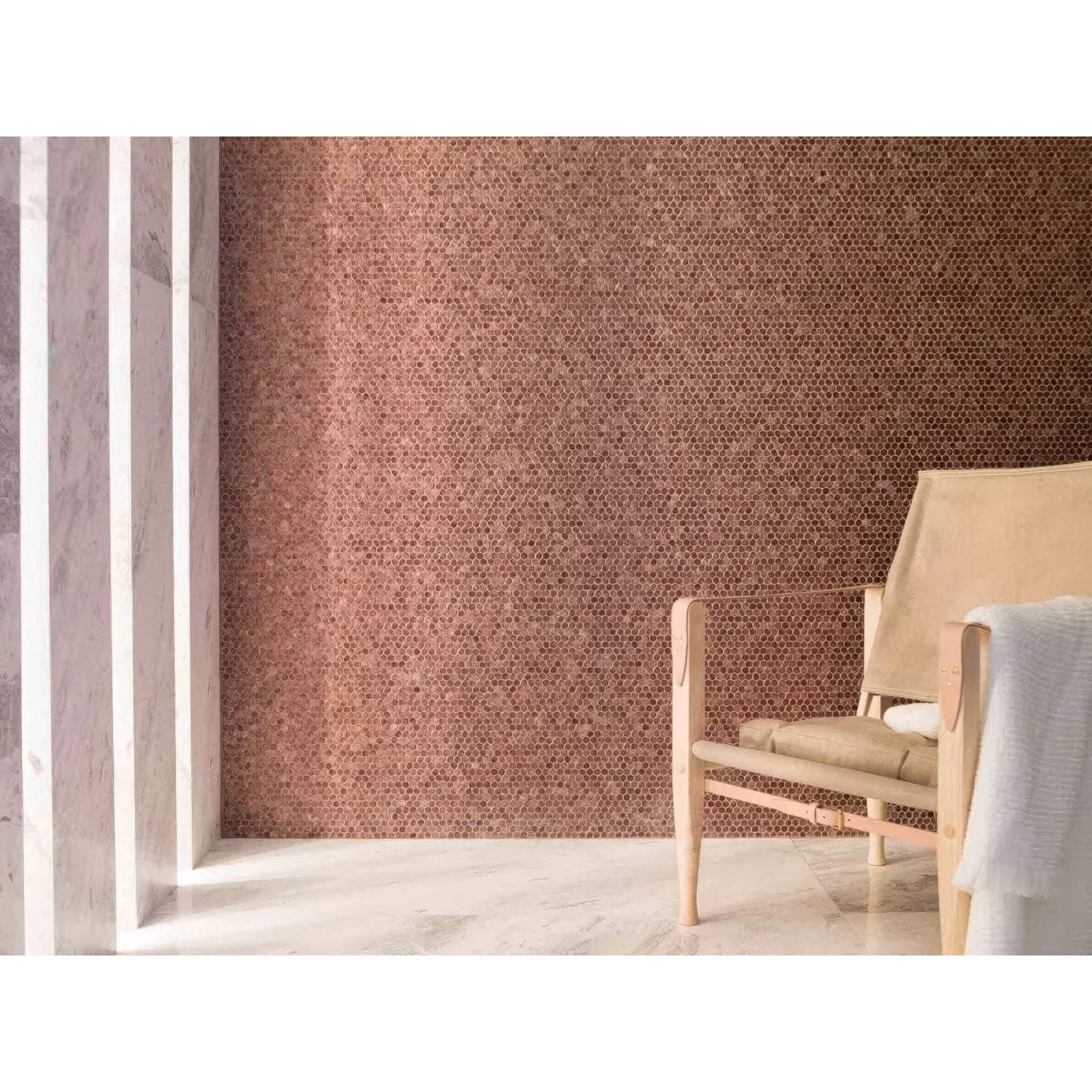 Gravity Aluminium Hexagon Copper Mosaic from Hyperion Tiles