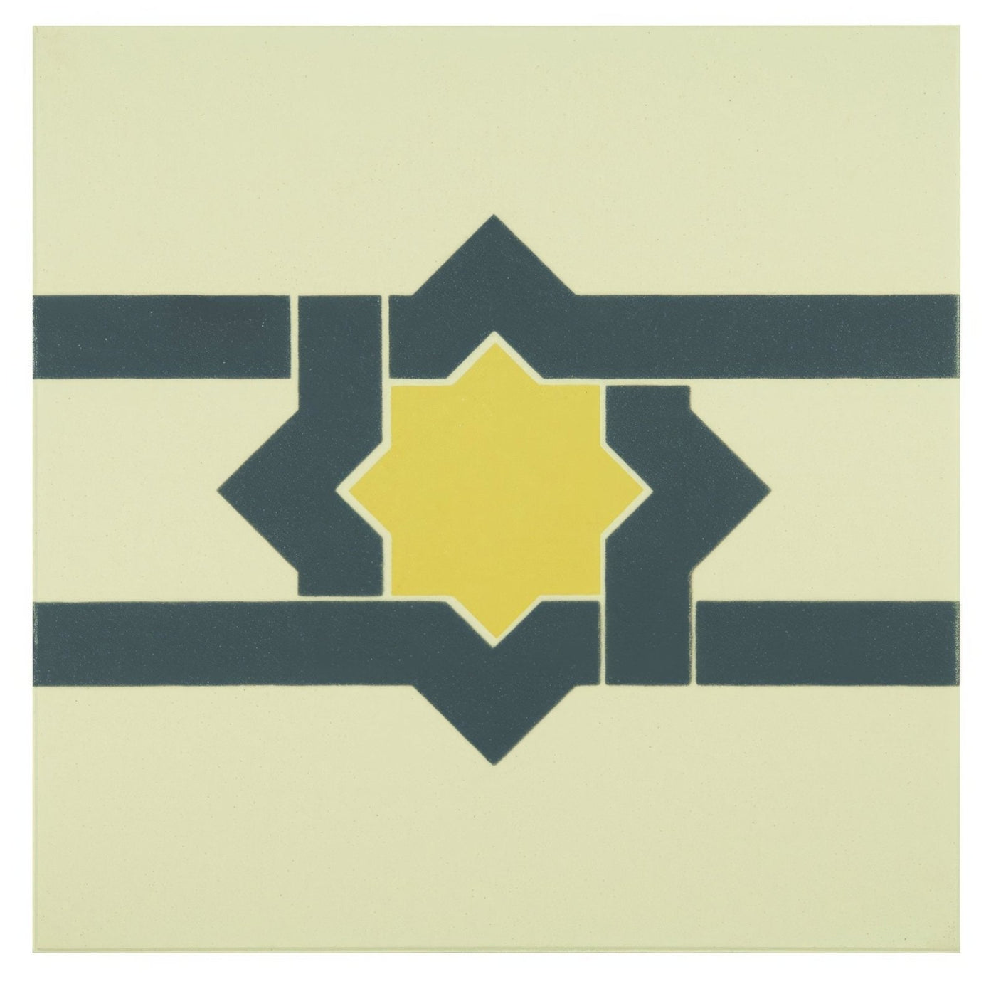 Iberian Border Summer Yellow and Dark Grey on White from Hyperion Tiles