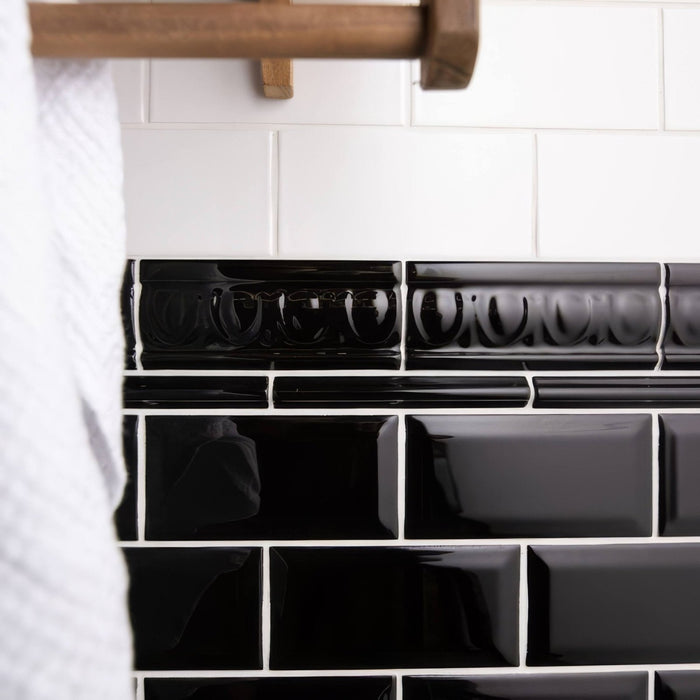 Jet Black Egg & Dart Moulding from Hyperion Tiles