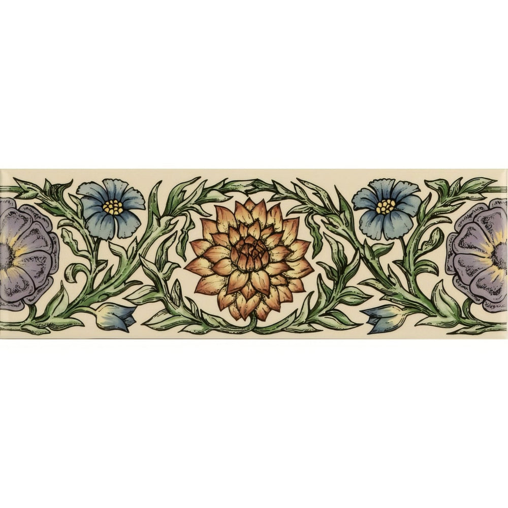 Knot Garden Blue & Yellow Classical Decorative Border on County White ...
