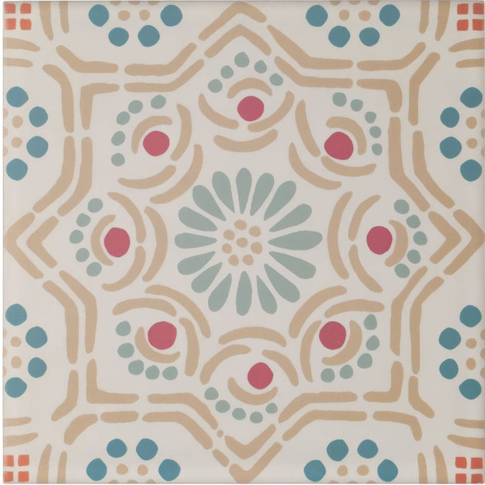 Fired Earth Nina Campbell Ronda Coral Aqua Tile | Hyperion Tiles