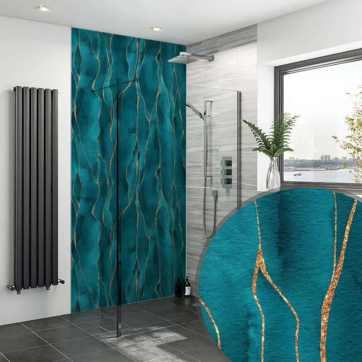 Shower Panel Kintsugi Turquoise from Hyperion Tiles