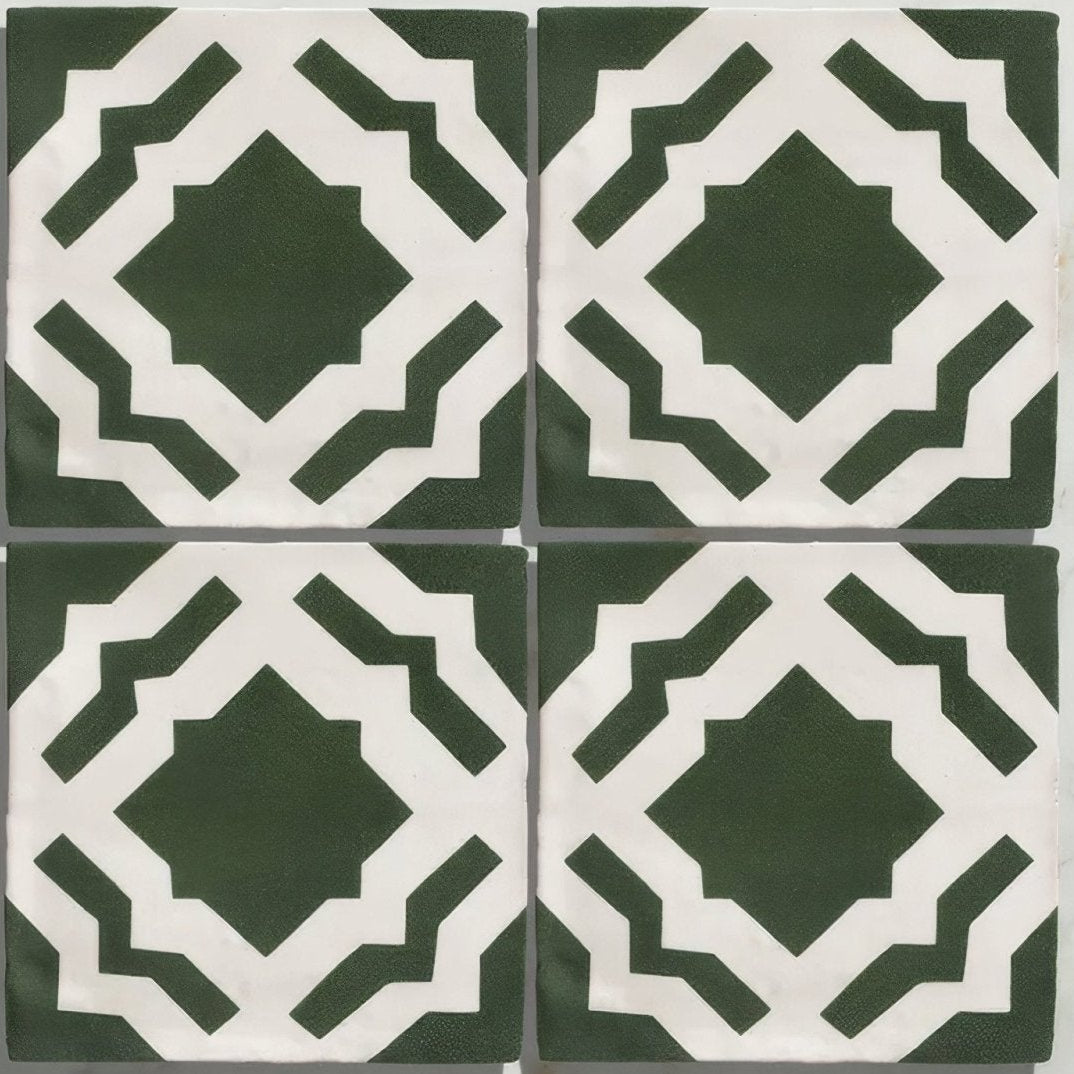 Studio Cassius Dark Green Ceramic Moorish Arabesque Tile