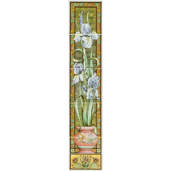 Blue Iris 5-Tile Set On Brilliant White - Hyperion Tiles