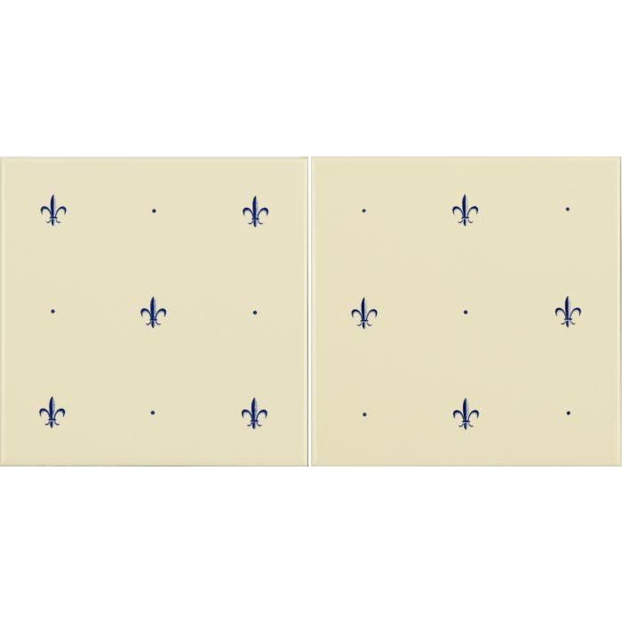 Fleur de Lis Royal Blue On Colonial White (2 Tile Set) - Hyperion Tiles