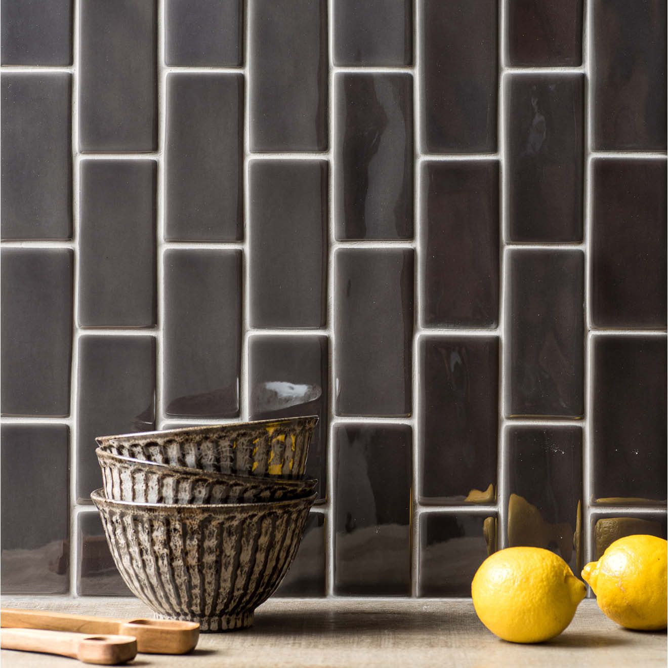 Grey Half Tile | Ceramic Gloss | Interior Wall Tiles – Hyperion Tiles